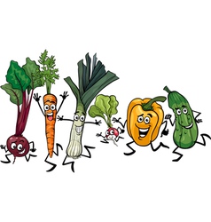 Fruits and vegetables group cartoon Royalty Free Vector