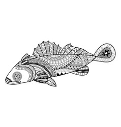 Ornate stingray fish in coloring page style Vector Image