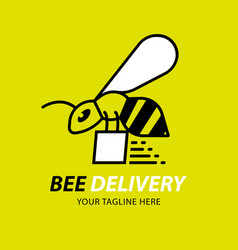 Circle pin bee logo design animals Royalty Free Vector Image