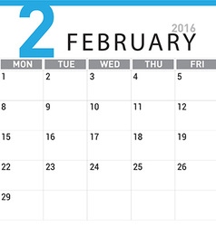 February 2016 calendar Royalty Free Vector Image