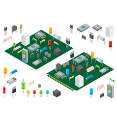 Big set of isometric electronic components Vector Image