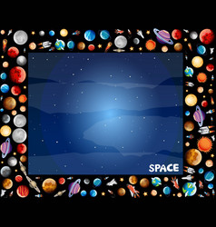 Border design with astronaut in space Royalty Free Vector