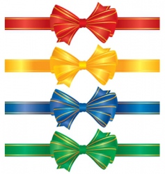 Silk bows in cool colors with ribbons Royalty Free Vector