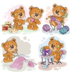 Set of numbers with a fun teddy bear Royalty Free Vector