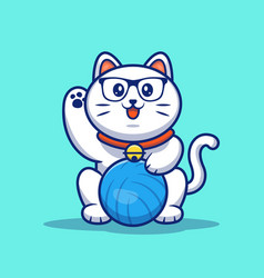 Cute cat with a ball Royalty Free Vector Image