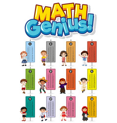 Font design for word math genius with two children