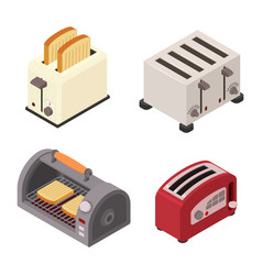 Red toaster with toasted bread for breakfast Vector Image