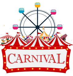 Ferris wheel amusement park carnival fun fair Vector Image