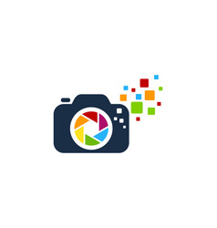 Pixel camera logo icon design Royalty Free Vector Image