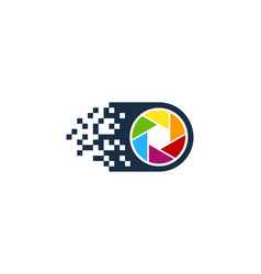 Pixel camera logo icon design Royalty Free Vector Image