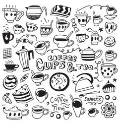 Coffee time doodle set Royalty Free Vector Image