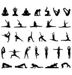 Yoga postures exercises set Royalty Free Vector Image