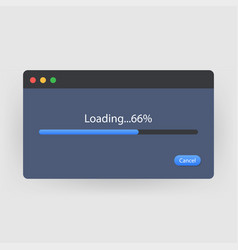Loading data window with progress bar on laptop Vector Image