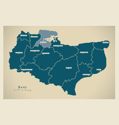 Modern map - kent county with details uk Vector Image