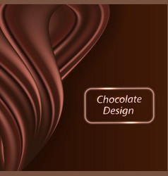 Chocolate wavy background dark brown choco frame Vector Image
