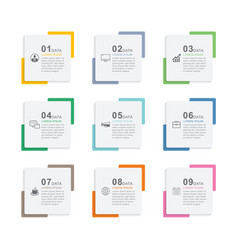 9 infographics rectangle paper index with data Vector Image