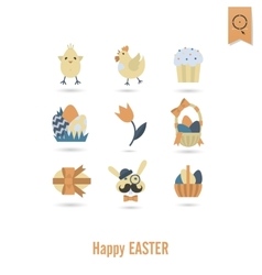 Collection of easter icons featuring traditional Vector Image