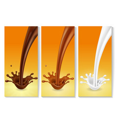 Chocolate in caramel splash realistic Royalty Free Vector