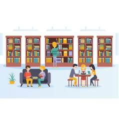 People read in library Royalty Free Vector Image