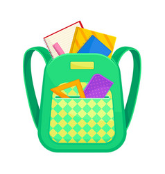 Backpacks full of stationery objects set school Vector Image