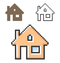 Pixel icon printer in three variants fully Vector Image