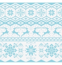 Blue knitted winter seamless pattern Royalty Free Vector