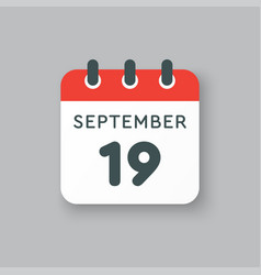 Calendar icon day 19 september template date days Vector Image