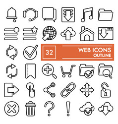 Computer line icon set device symbols collection Vector Image