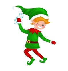 Cute christmas elf cartoon presenting Royalty Free Vector