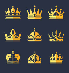 Golden wing crown royal logo Royalty Free Vector Image