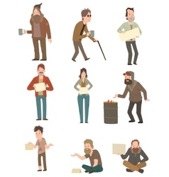 Homeless people cartoon infographics Royalty Free Vector