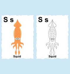 Alphabet coloring book page with outline clip art Vector Image