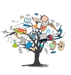 School education tree hand Royalty Free Vector Image