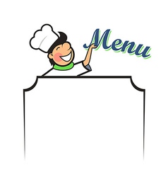 Chef cartoon with blank sign Royalty Free Vector Image