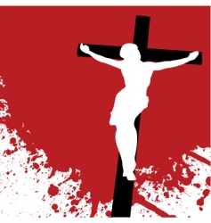 Simon cyrene helps jesus carry his cross Vector Image