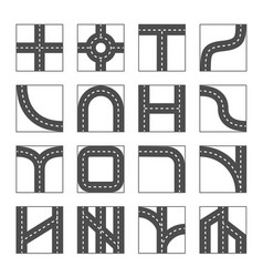 Top view road elements street junction and roads Vector Image