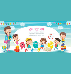 Students with their teacher Royalty Free Vector Image