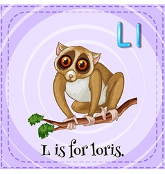 Cartoon slow loris on the branch Royalty Free Vector Image