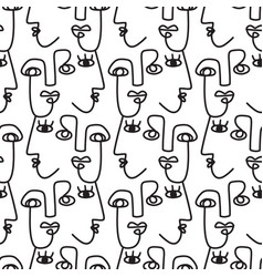 People different faces line Royalty Free Vector Image