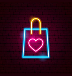 Gift shopping bag neon sign Royalty Free Vector Image