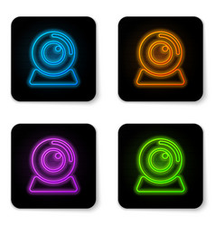 Glowing neon play video icon isolated on white Vector Image