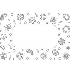 Horizontal frame with microorganism icons Vector Image