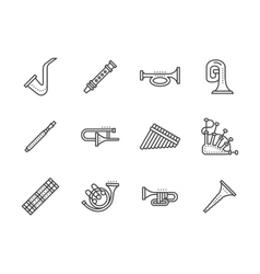 Assorted black musical instruments icons Vector Image