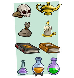 Cartoon viking warrior skulls in metal helmet Vector Image