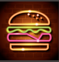 Cheeseburger neon sign poster Royalty Free Vector Image