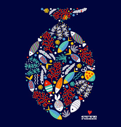 Cute fish card Royalty Free Vector Image - VectorStock