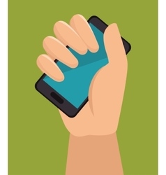 Blue icon with hand holding a smart mobile phone Royalty Free Vector ...