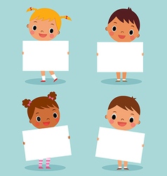 Blank sign template with cute boy on white Vector Image