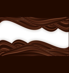 Chocolate wavy background dark brown choco frame Vector Image