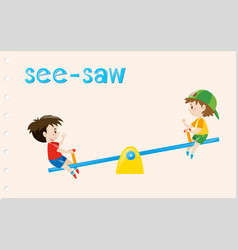 Cartoon kids see saw Royalty Free Vector Image